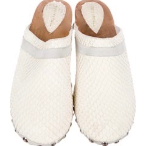 Devi Kroell | Shoes | Devi Kroell Ivory Anacondasuede Wood Clogs Sz 37 ...
